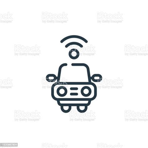 사물 인터넷 개념에서 자동차 아이콘 벡터 자동차 편집 가능한 스트로크의 얇은 선 그림 웹 및 모바일 앱 로고 인쇄 미디어에 사용하기 위한 자동차 선형 기호 공란에 대한 스톡