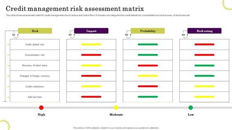 Credit Management Risk Assessment Matrix Ppt Sample