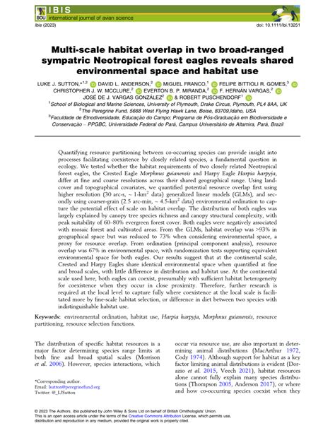 Pdf Multi‐scale Habitat Overlap In Two Broad‐ranged Sympatric