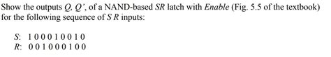 Solved Show The Outputs Q Q Of A Nand Based Sr Latch With