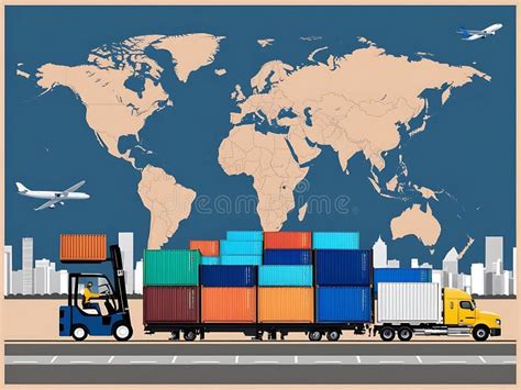 Globally Export Import Business Connection Illustration Stock