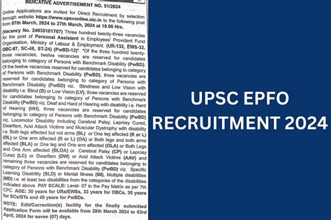 UPSC EPFO Recruitment 2025 Notification Application Form Eligibility Apply Online