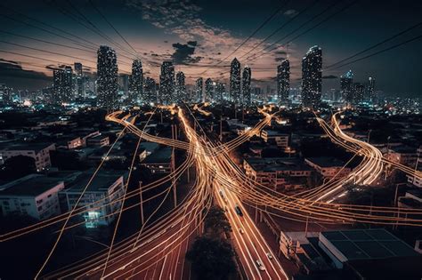 Premium Ai Image Connection Lines And Smart Cities Created With