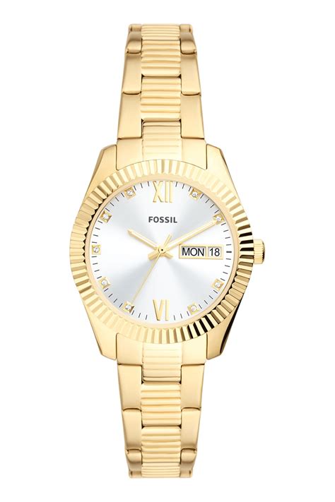 Fossil Часовник от неръждаема стомана с кварц Златист Emag Bg