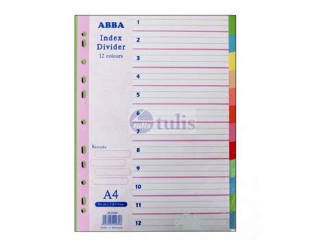 Abba Index Divider 12 Colour Largest Office Supplies Online Store In Malaysia