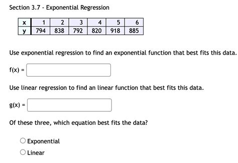 Solved Section 37 Exponential Regression Use Exponential