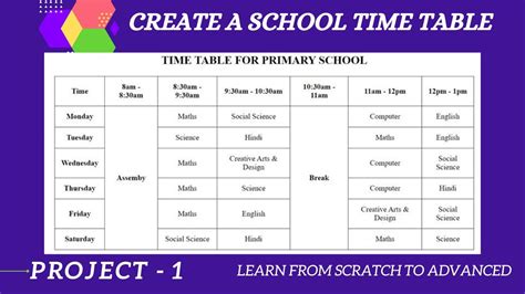 How To Create A Time Table In Html Time Table In Html Html Me School Time Table Kaise