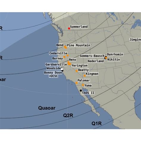 Fig C1 Occultation Map With Positive Detections Black Dots And