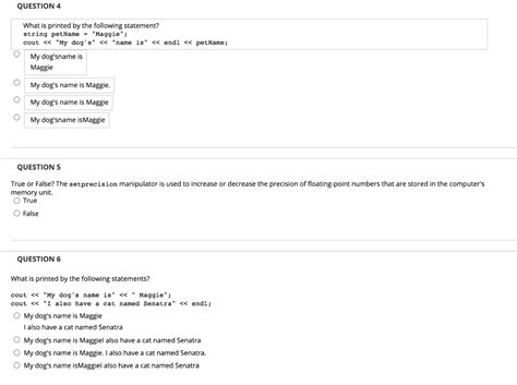 Solved Question 1 The Syntax For A Cout Statement Is Cout