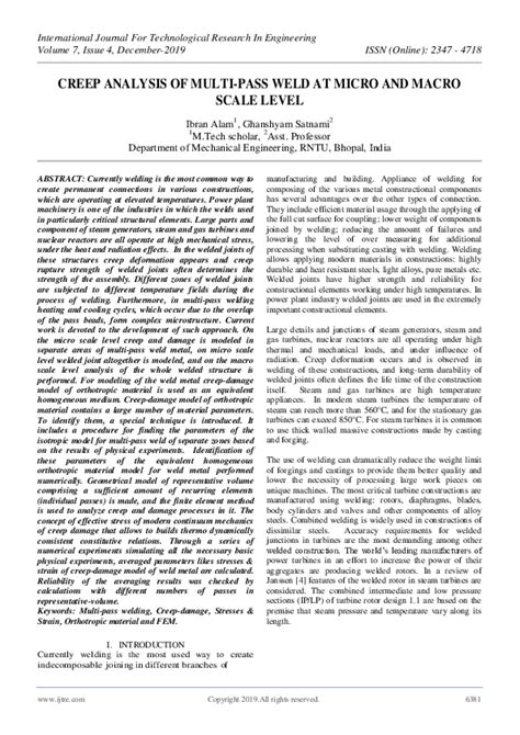 Pdf Creep Analysis Of Multi Pass Weld At Micro And Macro Scale Level