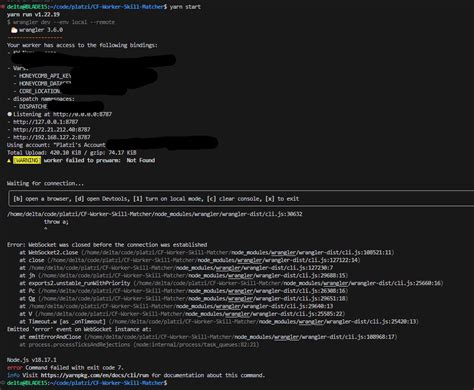 hi i got a error and can t fix it envs ``` node v18 15 0 wrangler latest also tried beta