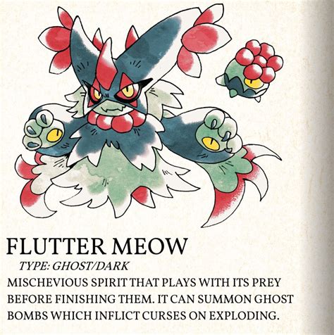 Bynine Flutter Mane Meowscarada Nintendo Pokemon Highres Claws Collar English Text