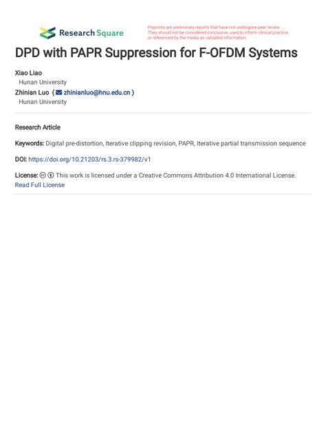 Pdf Dpd With Papr Suppression For F Ofdm Systems