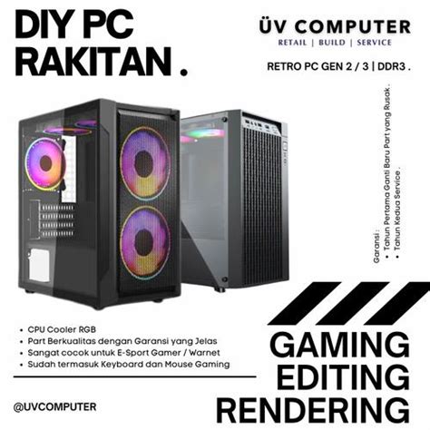 Promo Rakitan Pc Uv Computer Retro Pc Gaming Editing Render Emulator Intel Core I3 Lga1155