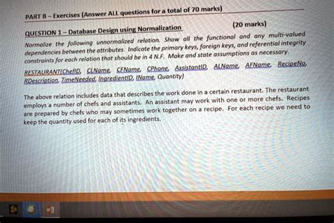 Solved Part B Exercises Answer All Questions For A Total Of 70