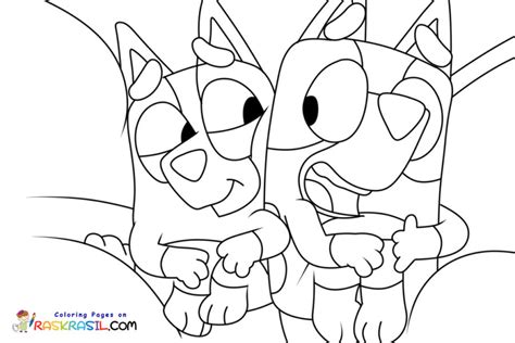 Раскраски Блуи и Бинго Распечатать бесплатно