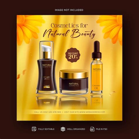 화장품 미용 제품 및 메이크업 소셜 미디어 게시물 및 할인 판매 배너 디자인 템플릿 프리미엄 Psd 파일