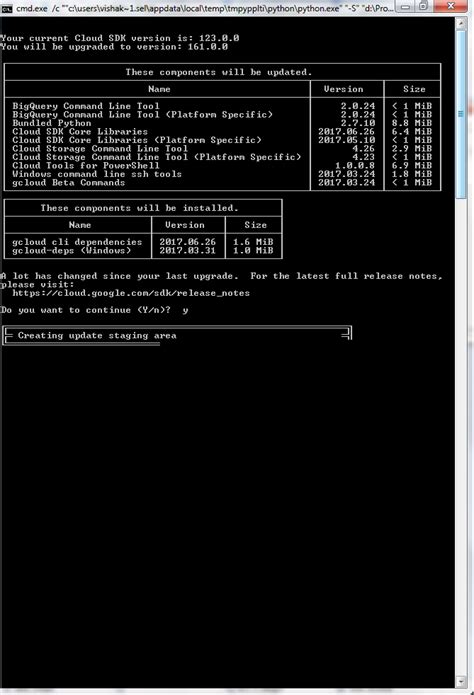 When I Try To Do A Gcloud Components Update From My Local Machine The