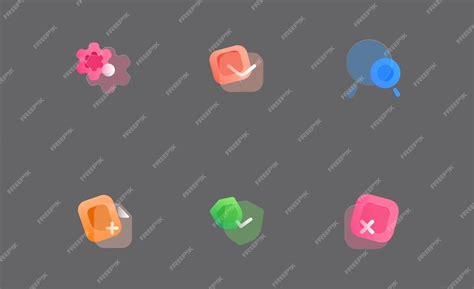 Ui Ux 웹 사이트 또는 모바일 인터페이스에 대해 설정된 그라디언트 유리 모피즘 요소 투명 아이콘 프리미엄 벡터