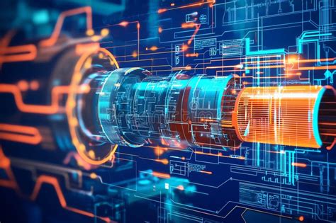 Futuristic Digital Interface With Glowing Circuits In Blue And Orange Representing Advanced