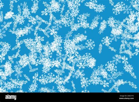 Blue Frozen Snowflake Pattern With Falling Snowflakes Wallpaper Stock