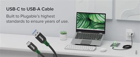 Amazon Com Plugable Usb C To Usb A Cable With Desk Management Strap Ft Supports Gbps