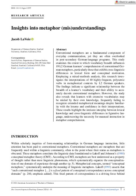 Pdf Insights Into Metaphor Misunderstandings