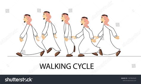 Saudi Man Walking Cycle Stock Vector Royalty Free Shutterstock