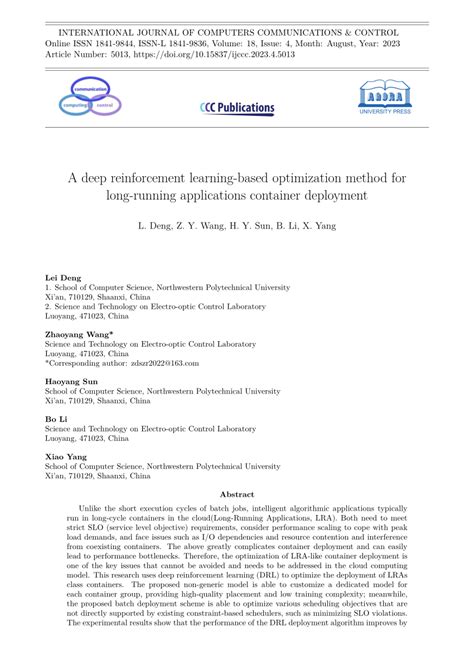 Pdf A Deep Reinforcement Learning Based Optimization Method For Long Running Applications