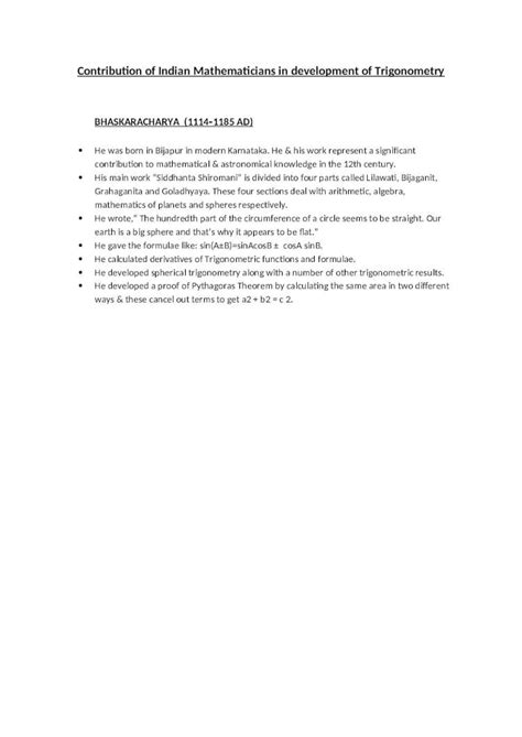Docx Contribution Of Indian Mathematicians In Development Of Trigonometry Dokumen Tips