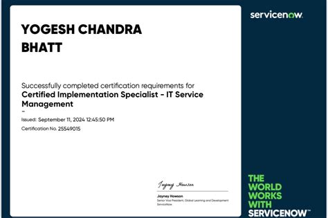 Yogesh Bhatt On Linkedin Im Happy To Share Ive Obtained A New Certification Servicenow