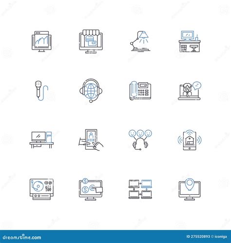 Internet Era Line Icons Collection Connectivity Information Innovation Digitalization
