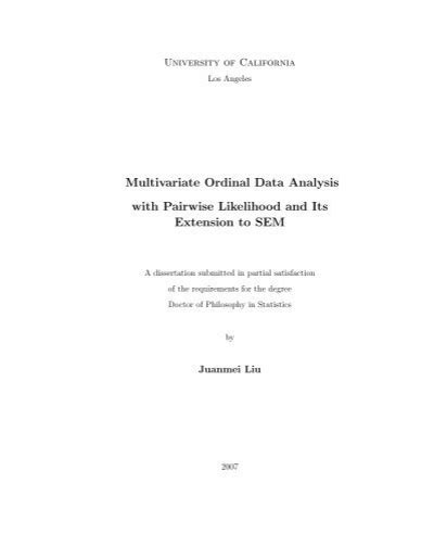 Multivariate Ordinal Data Analysis With Pairwise Ucla Statistics