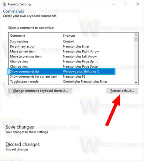 Change Narrator Keyboard Shortcuts In Windows