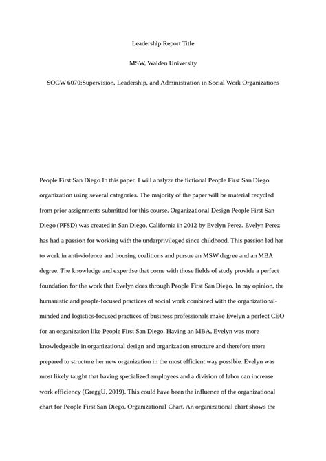 Socw 6070 Leadership Report Titleleadership Report Titlemsw Lecture Notes Accounting Docsity