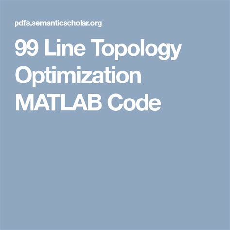 99 Line Topology Optimization Matlab Code