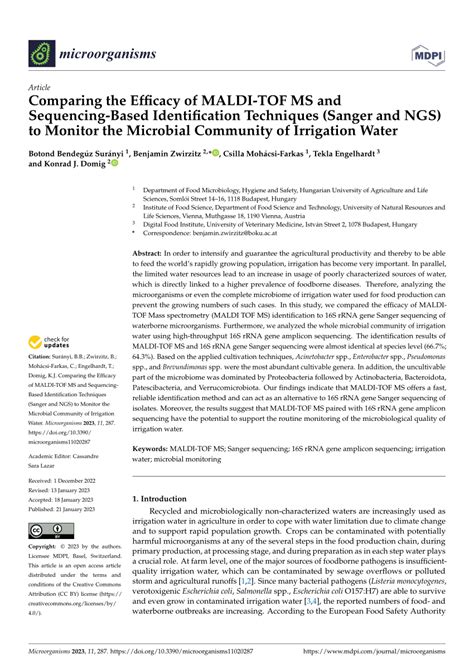 Pdf Comparing The Efficacy Of Maldi Tof Ms And Sequencing Based