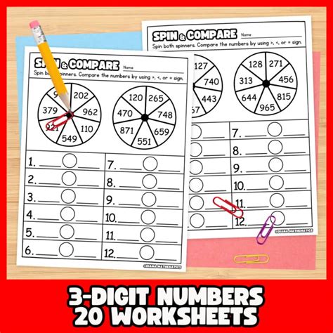 Comparing Three Digit Numbers Greater Than Less Than Equal Spin And Compare
