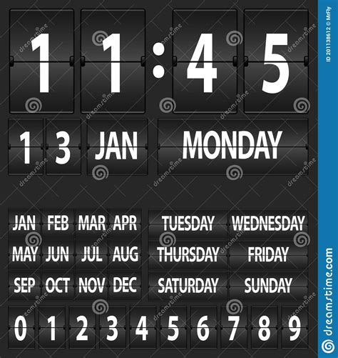 Analog Timer Flipboard Template Vector Illustration Stock Vector Illustration Of Callendar