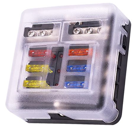 6 Way Fuse Block 12V Blade Fuse 6 Circuit ATC ATO Waterproof Fuse Box Holder With LED Indicator