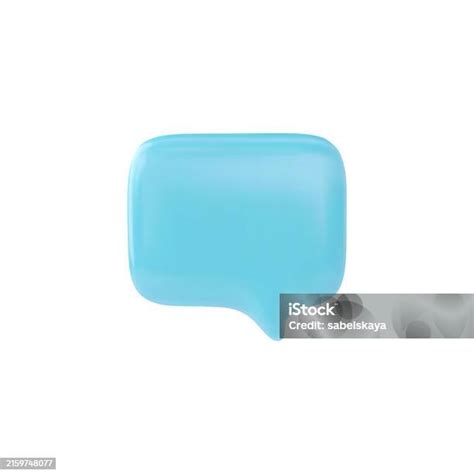 3d Glossy Blue Empty Speech Bubble Vector Render Roundish Rectangular Text Bubble Form Social