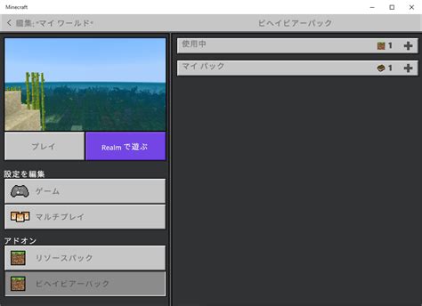 ビヘイビアパックの適用方法（リソースパック有り） マインクラフト専用環境 Socket Manager Framework For Php
