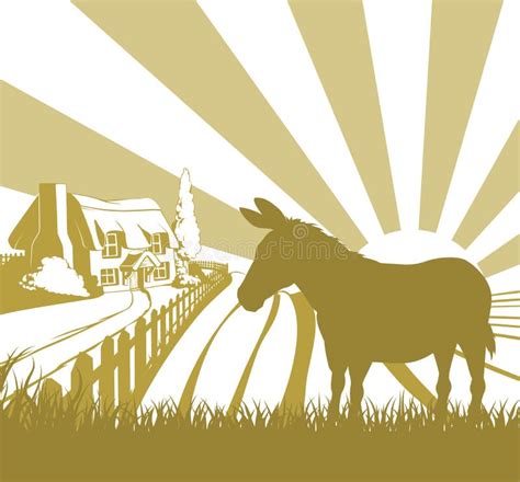 Farm And Rolling Hills Stock Vector Illustration Of Illustrated 32966701