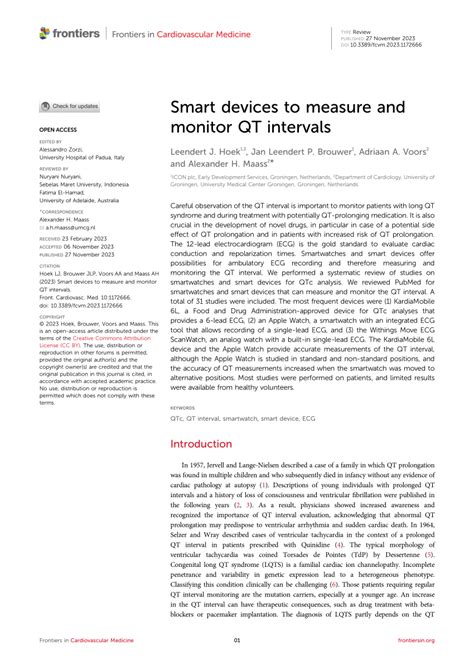 Pdf Smart Devices To Measure And Monitor Qt Intervals