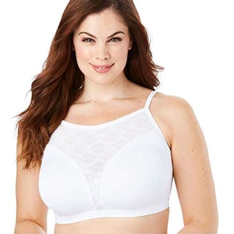 Amoureuse Womens Plus Size Lace Trim Wireless Cami Bra Cami Bra