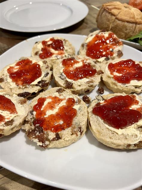 Jam Scones Stock Image Image Of Sliced Sweet Plate 269134271