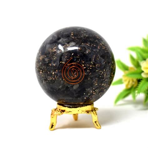 Gemstones Black Iolite Orgone Sphere For Decoration Size 40mmdia