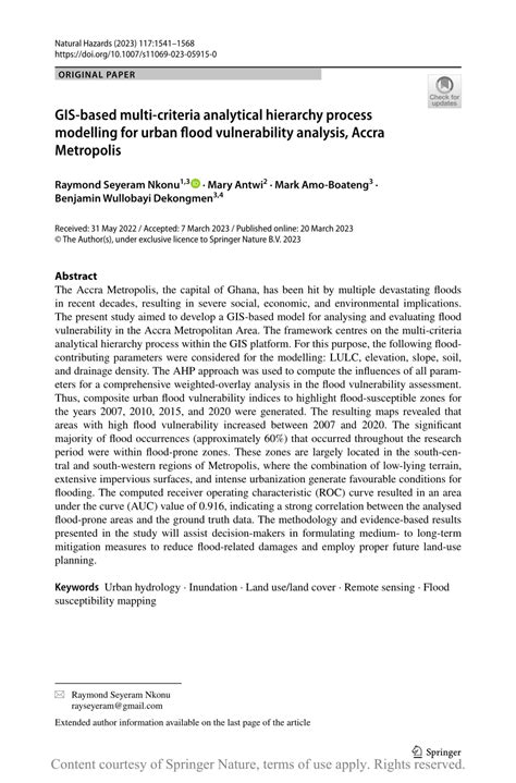 Gis Based Multi Criteria Analytical Hierarchy Process Modelling For