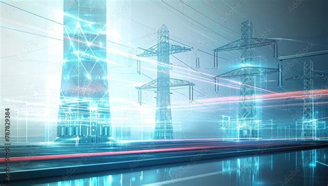 A Sprawling Power Grid Of Electrical Lines Conveying The Energy And