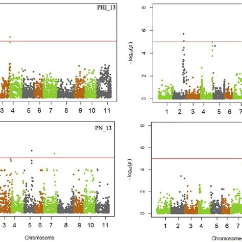 Manhattan Plots Showing The Same Candidate Single Nucleotide Download Scientific Diagram